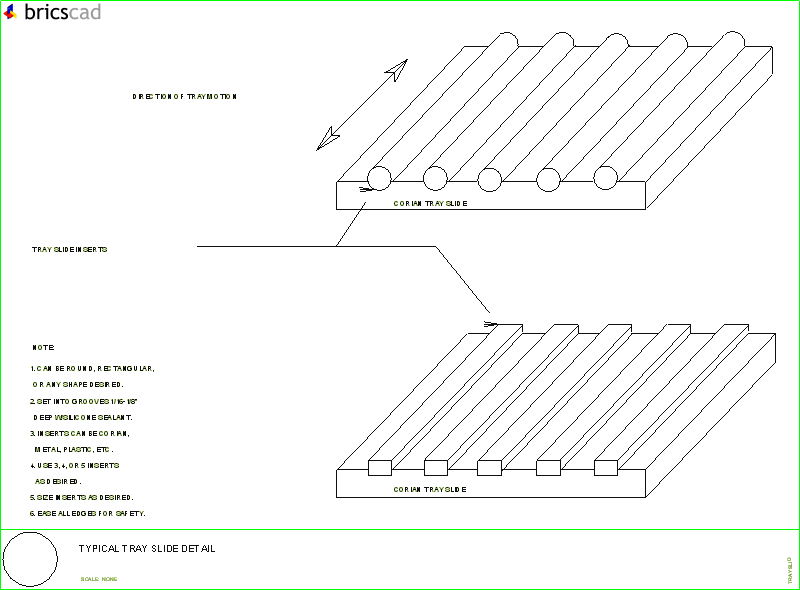 Typical Tray Slide Detail showing inserts of steel or CORIAN®. AIA CAD ...