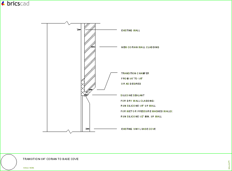 Transition - 1/4 inch CORIAN® base cove. AIA CAD Details--zipped into ...