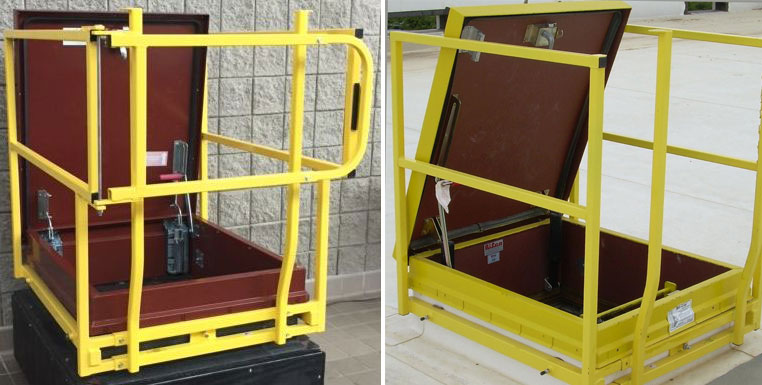 AECinfo.com News: LadderPort Caged Roof Hatch Grab Bar with Gate